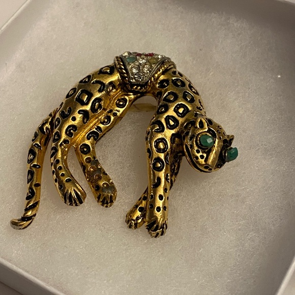 Jewelry | Vintage Bejeweled Gold Tone Panther Brooch | Poshmark